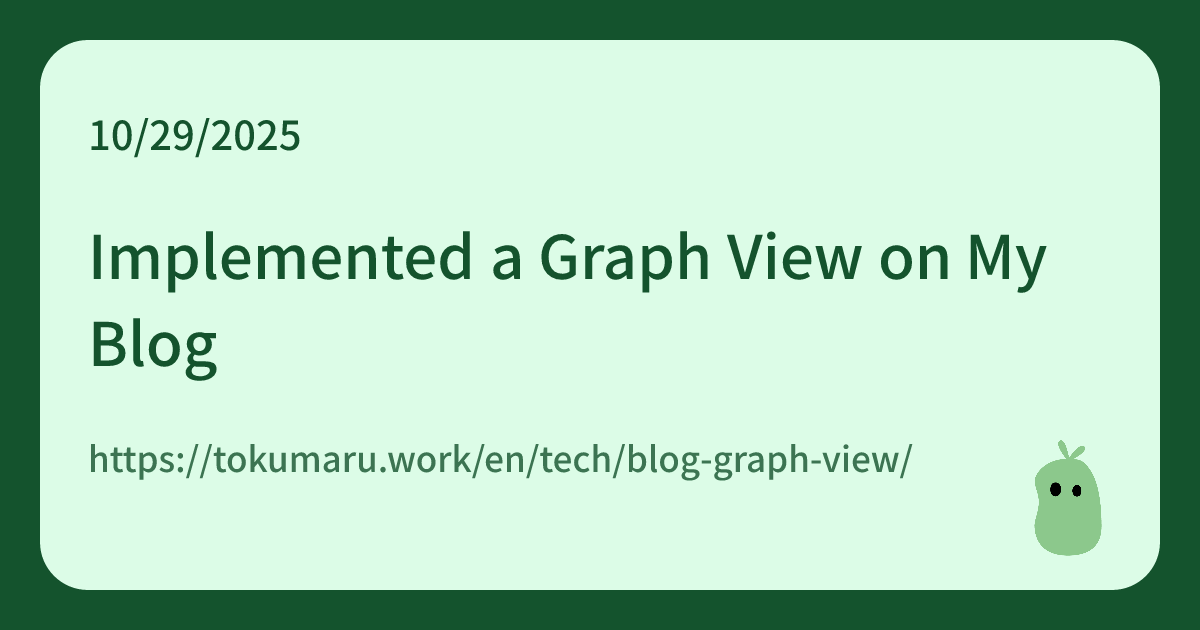Implemented a Graph View on My Blog - So Tokumaru